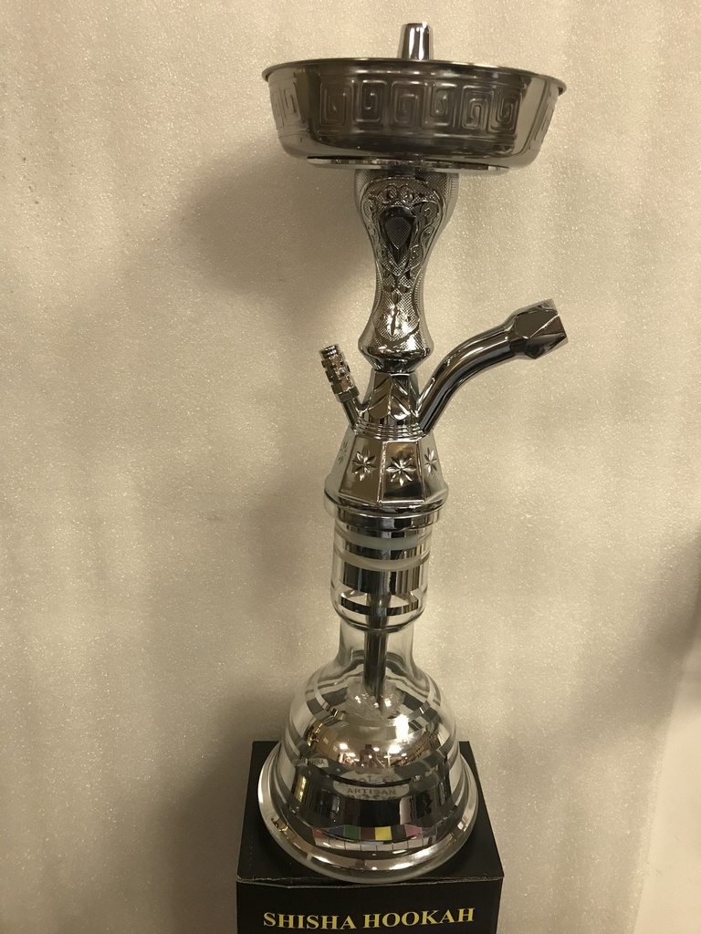 A27 - 47cm Shisha Hookah 18in - Silver | Carytown Tobacco Inc.